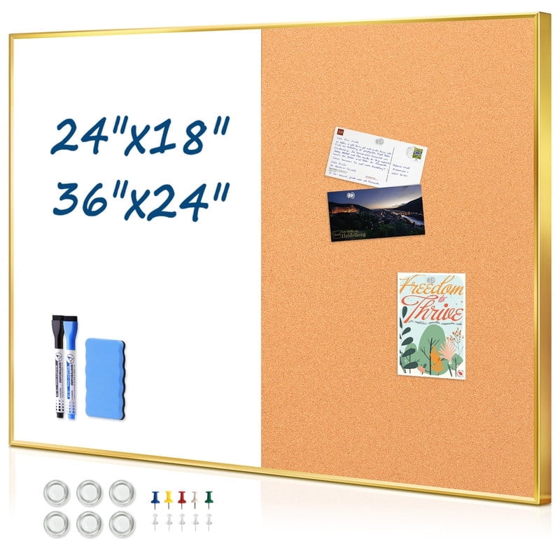 Cork Board Magnetic Dry Erase Board Combo, 36 x 24 Inches Lage ...