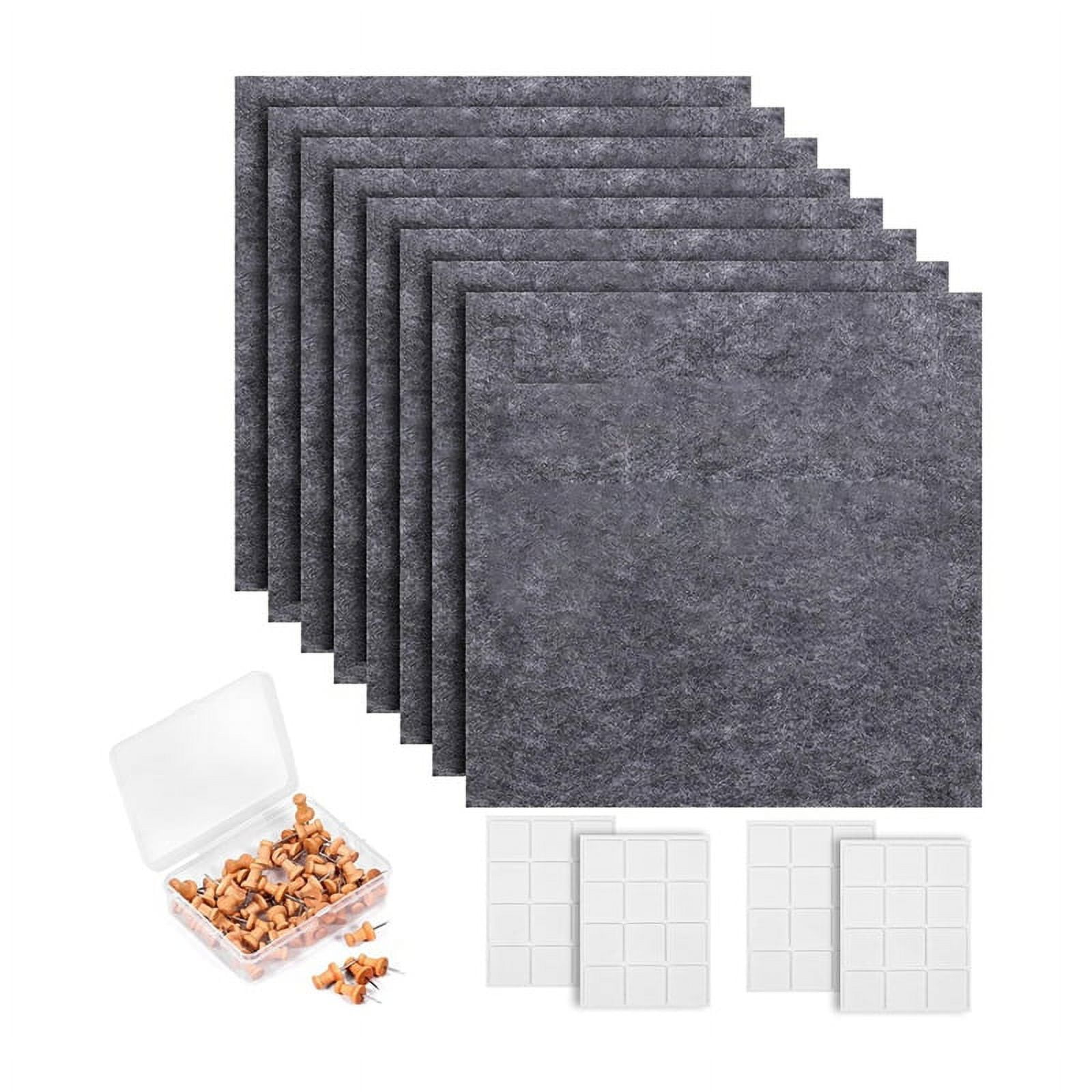 Cork Board Wall Felt Tile with 60 Push Pins and Safe Removable Adhesive ...
