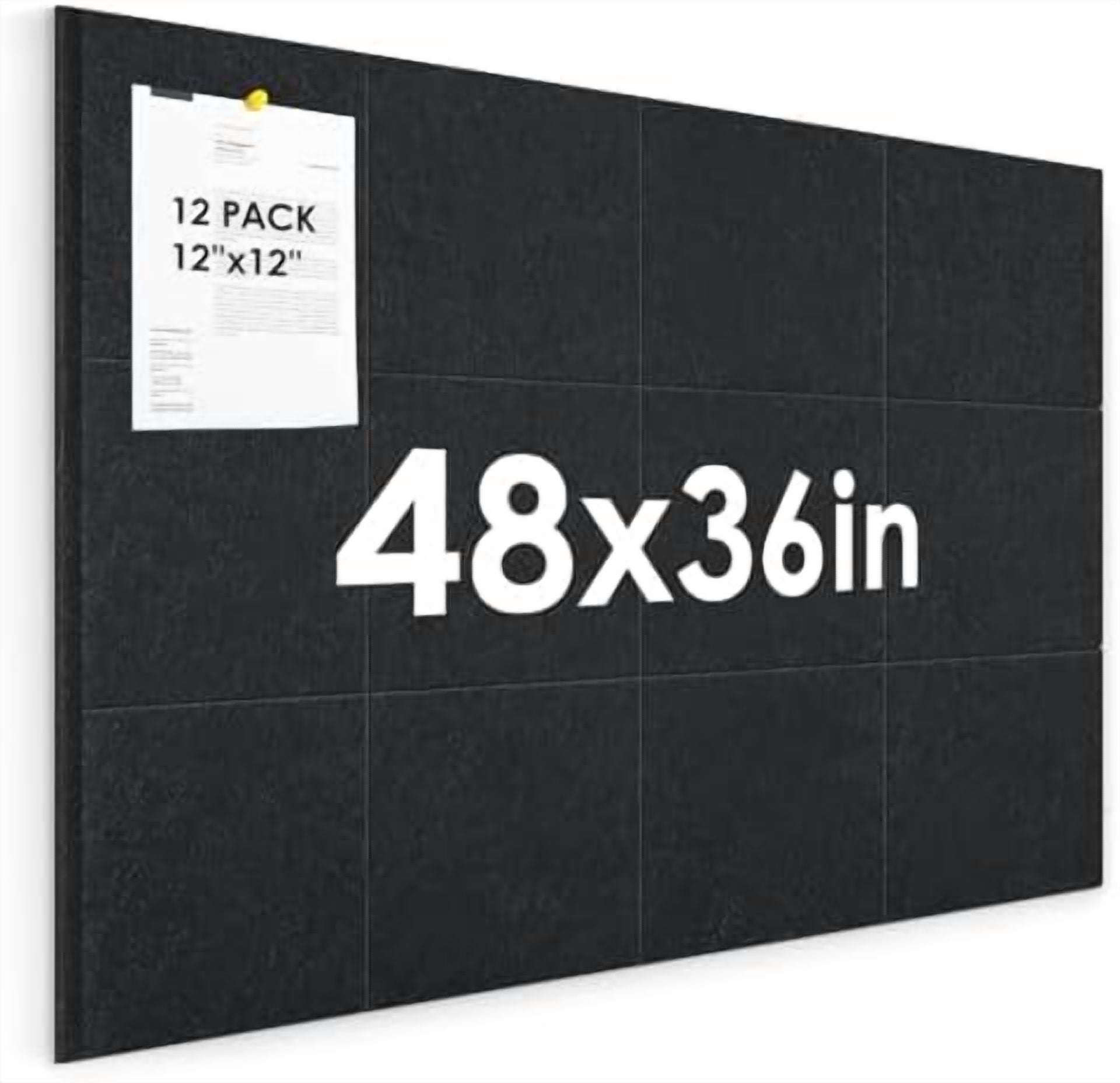 Cork Boards for Walls 48" x 36" – 12 Pack Felt Bulletin Board Tiles ...