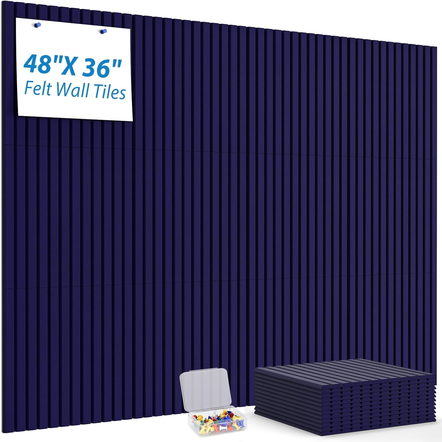 Cork Boards for Walls 48" x 36", 12 Pack Navy Blue Felt Wall Tiles ...