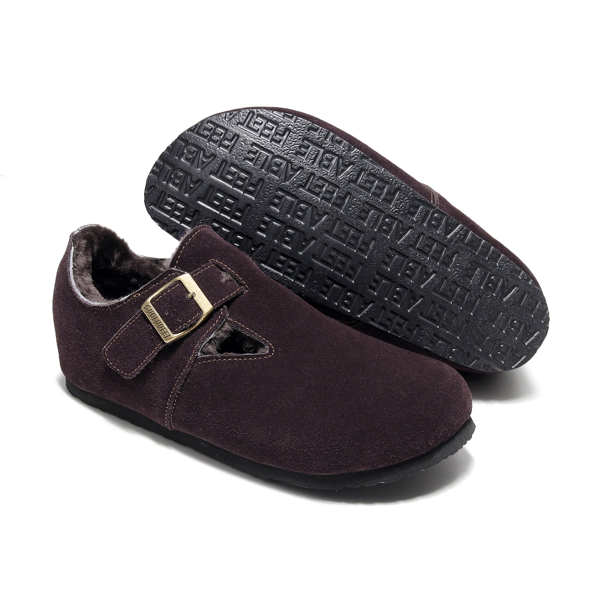 Cork Boot Clog with wool warm for Women and Men Cow Suede Leather ...