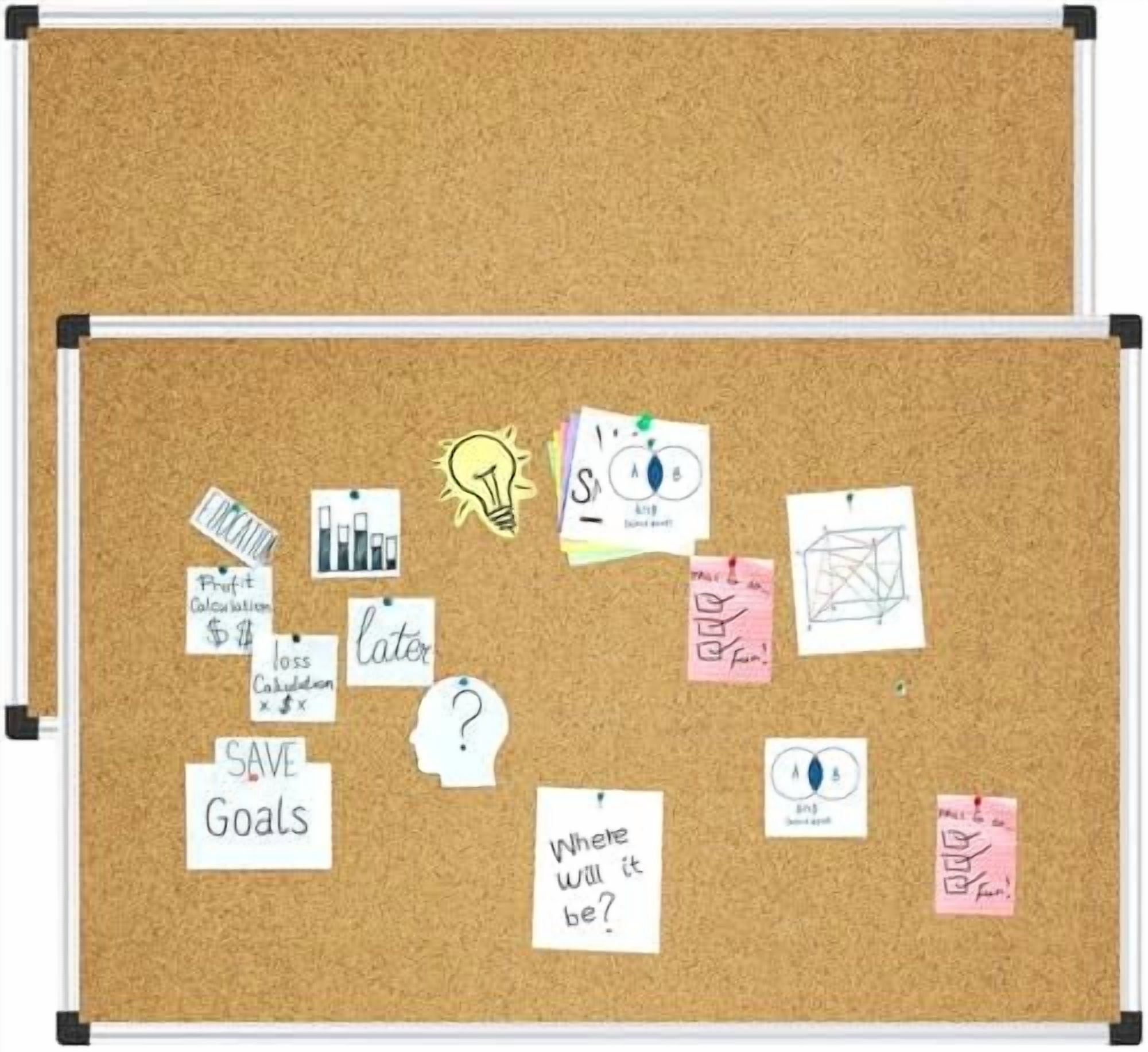 Cork Bulletin Board 48x36 inch with Aluminum Frame, Pinboard for Vision ...