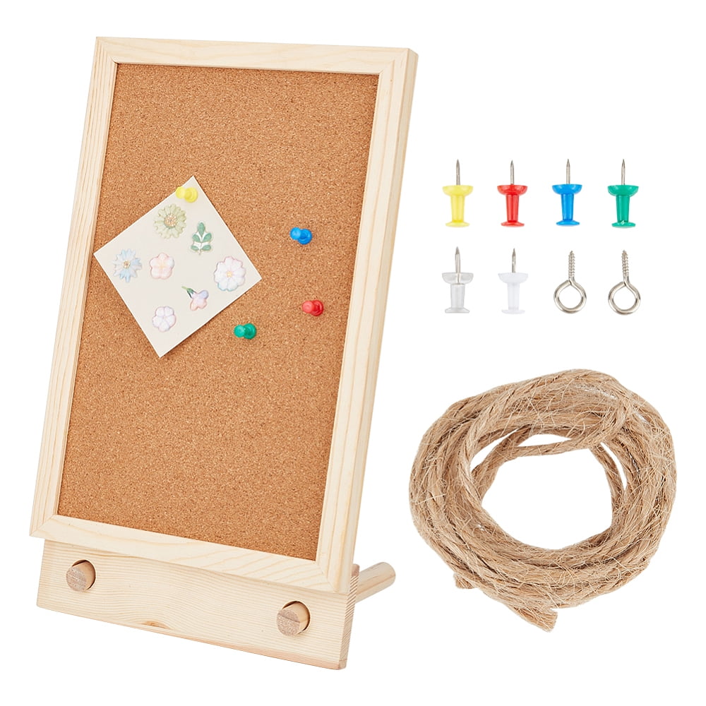 Cork Bulletin Board with 1Bundle Hemp Rope 2Pcs Wooden Column 2Pcs ...