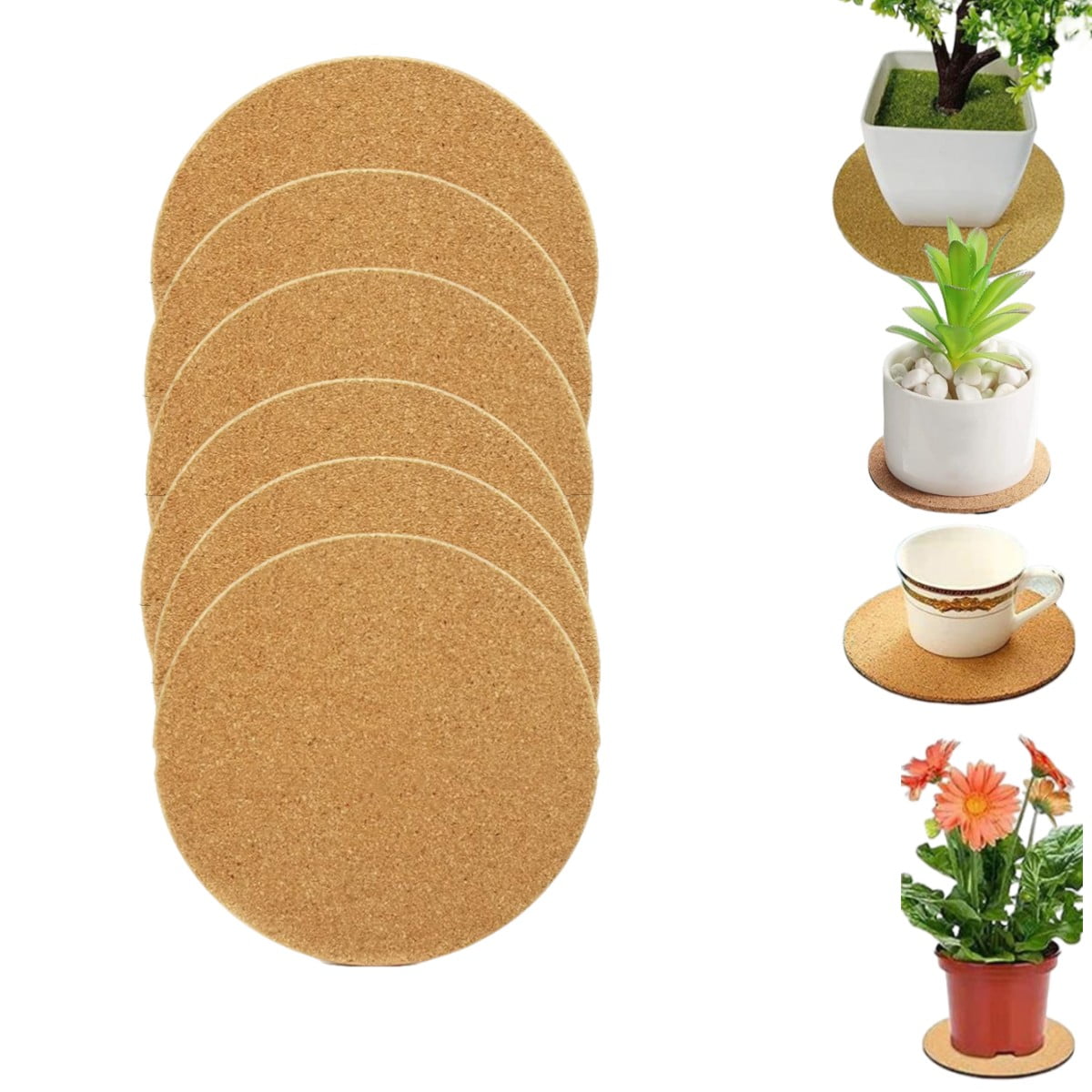 Cork Coasters, Planter Coaster, Cork Plant Coasters, Round Cork Mats ...