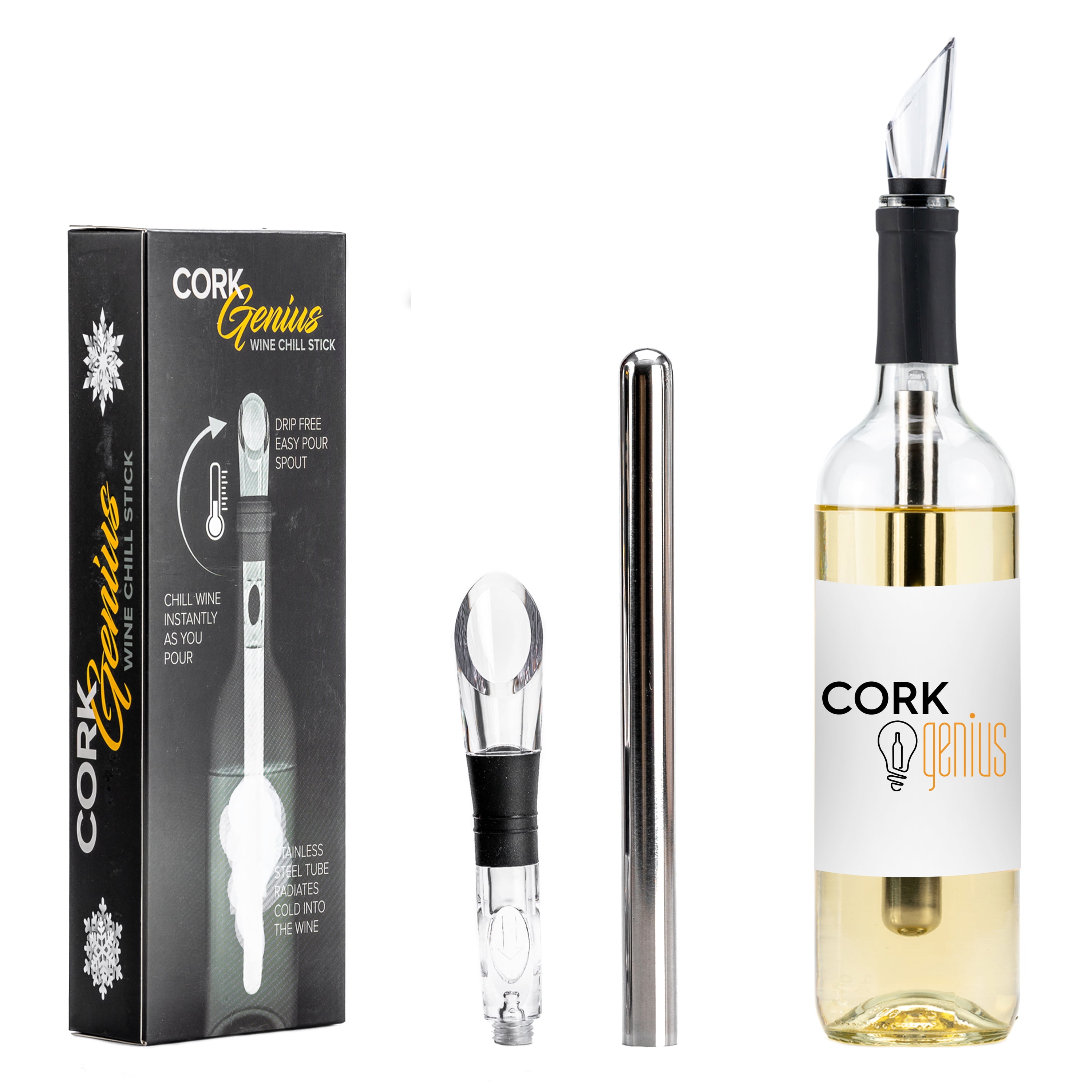 Cork Genius Wine Chiller and Aerator with Perfect-Pour Spout ...