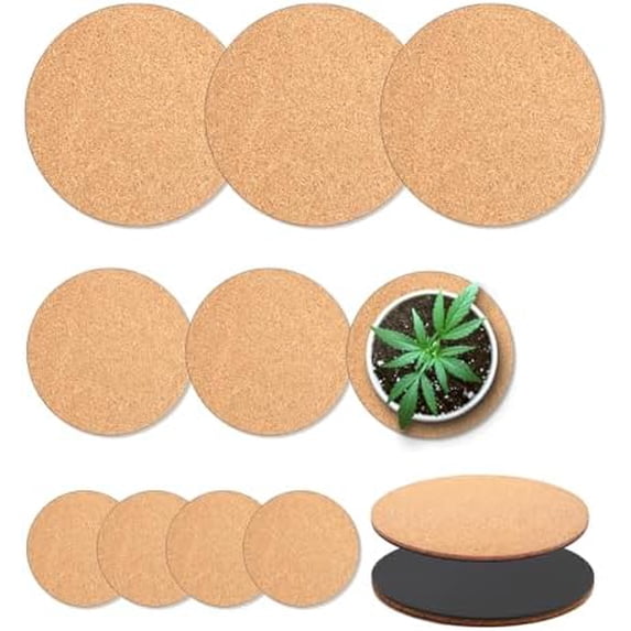 Cork Plant Coasters, 3 Sizes Double Layers 4/6/8 Inch Cork Planter ...