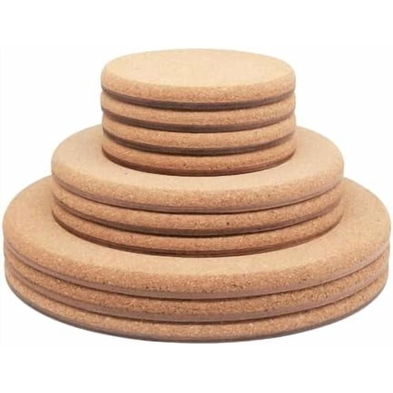 Cork Plant Coasters, 3 Sizes Double Layers Hard Thick Cork Planter ...