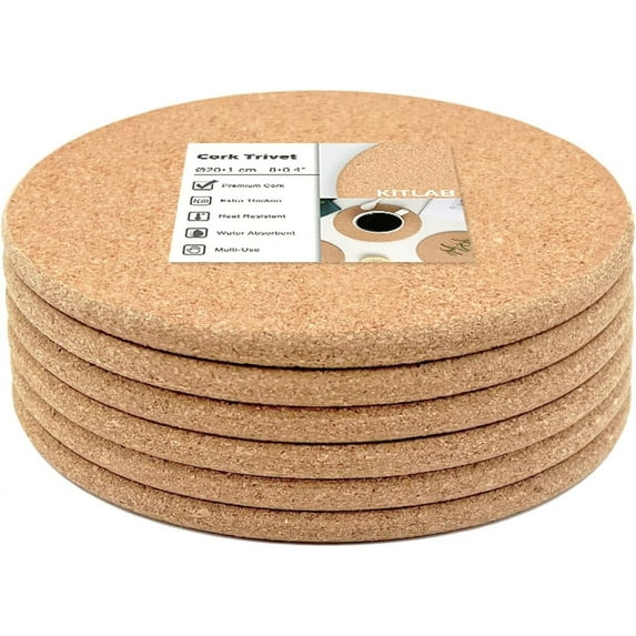 Cork Trivet, 6 Pack High Density Thick Cork Trivets for Hot Dishes and ...