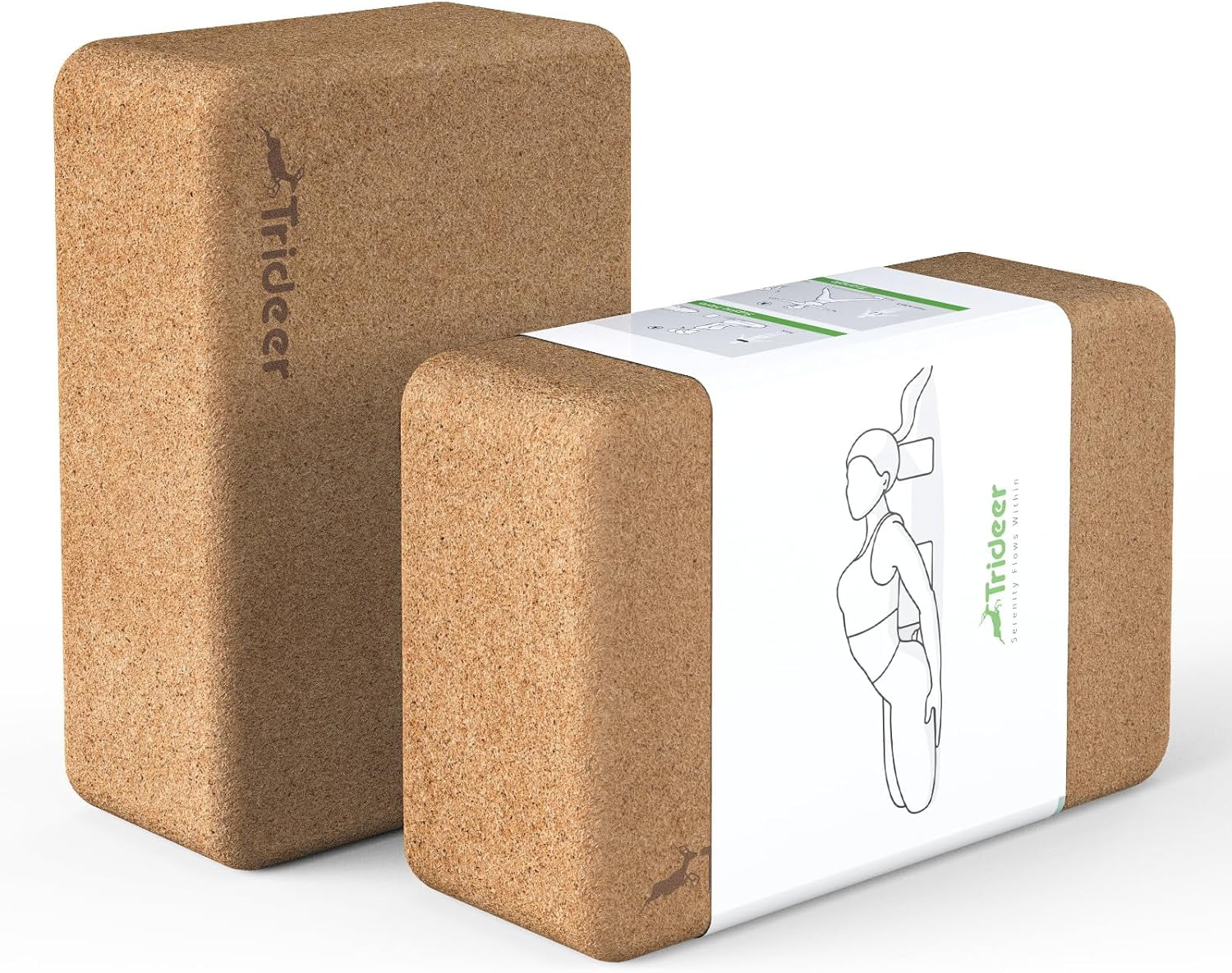 Cork Yoga Blocks, 2 Pack Natural Cork Blocks, High Density with Non ...