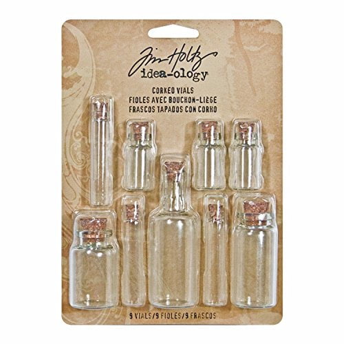 Corked Vials by Tim Holtz Idea-ology, 9 Glass Bottles, Various Sizes ...