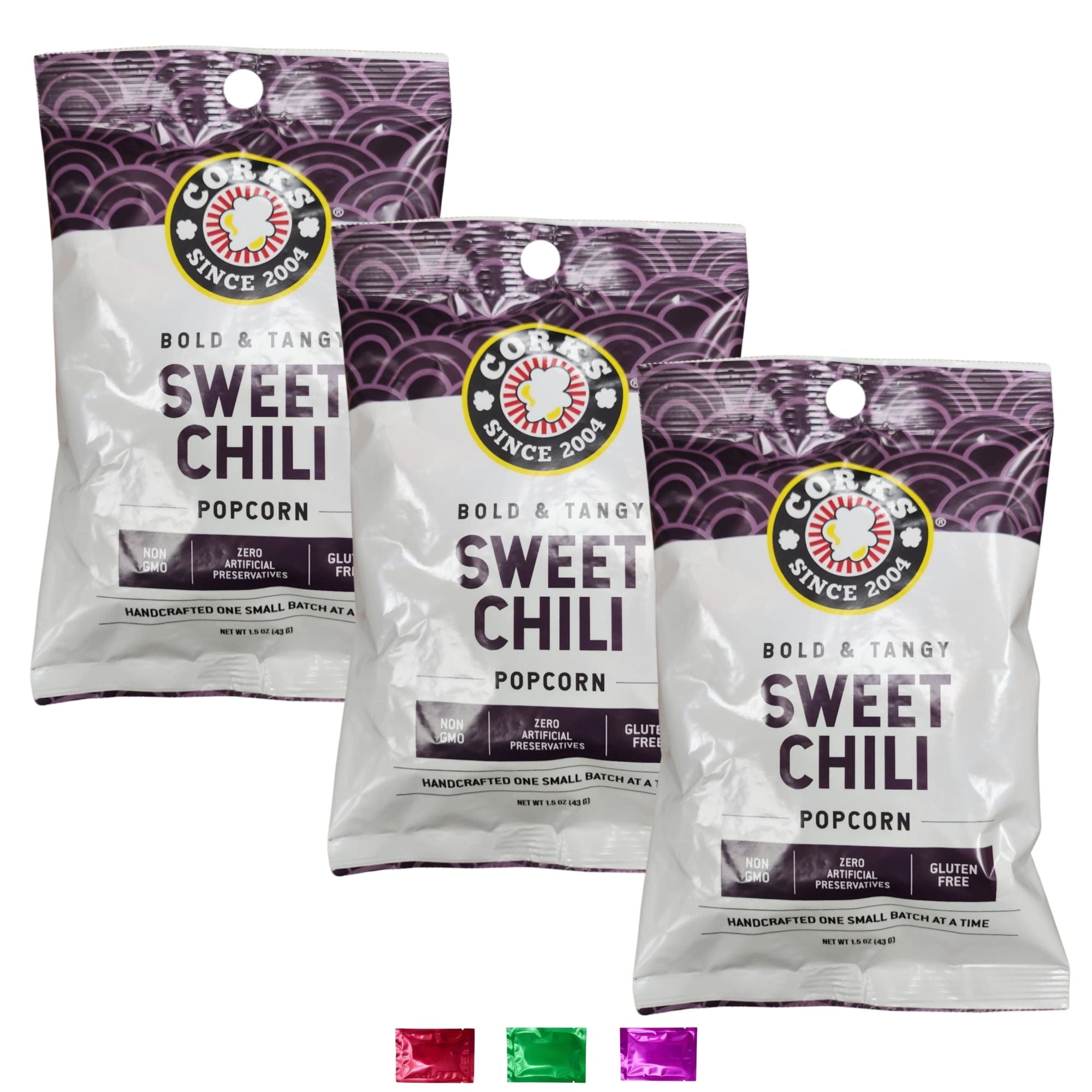 Corks Sweet Chili Popcorn Snacks 1.5 Oz Pack of 3, Bold and Tangy ...
