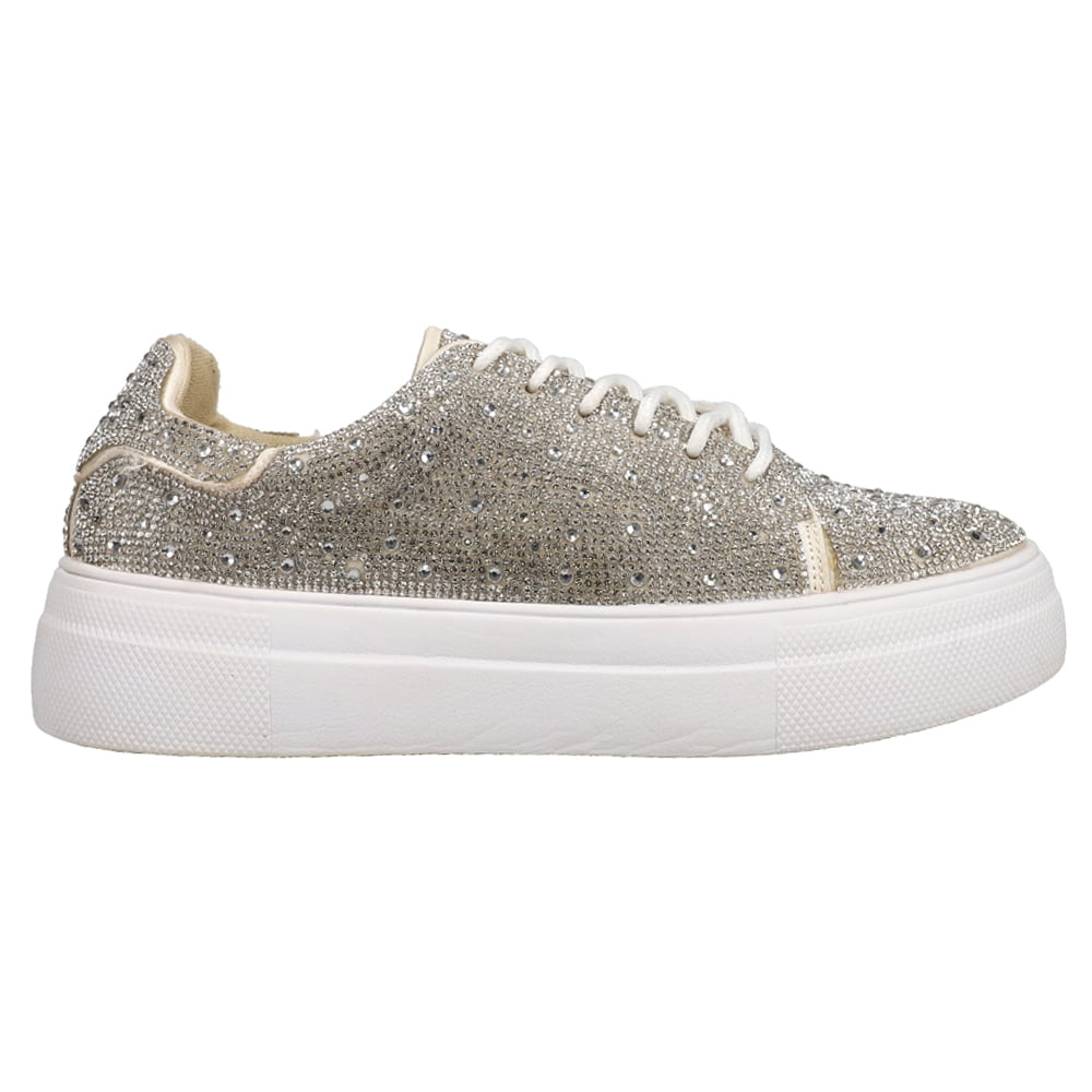 Corkys Womens Bedazzle Rhinestone Lace Up Platform Athletic Sneakers ...