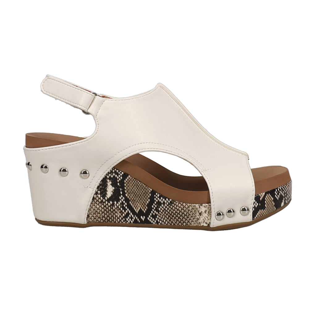 Corkys Womens Carley Snake Print Studded Slingback Wedge Casual Shoes - Walmart.com
