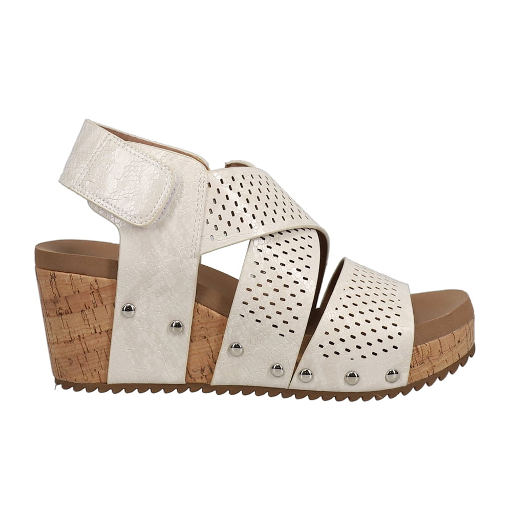 Corkys Womens Guilty Pleasure Snake Print Studded Perforated Wedge ...