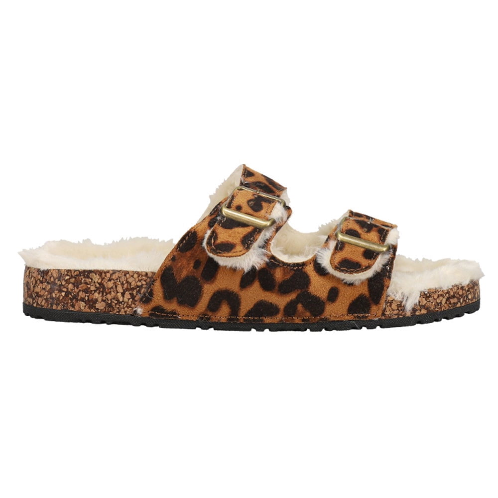 Corkys Womens Laid Back Shearling Leopard Slide Sandals Casual ...