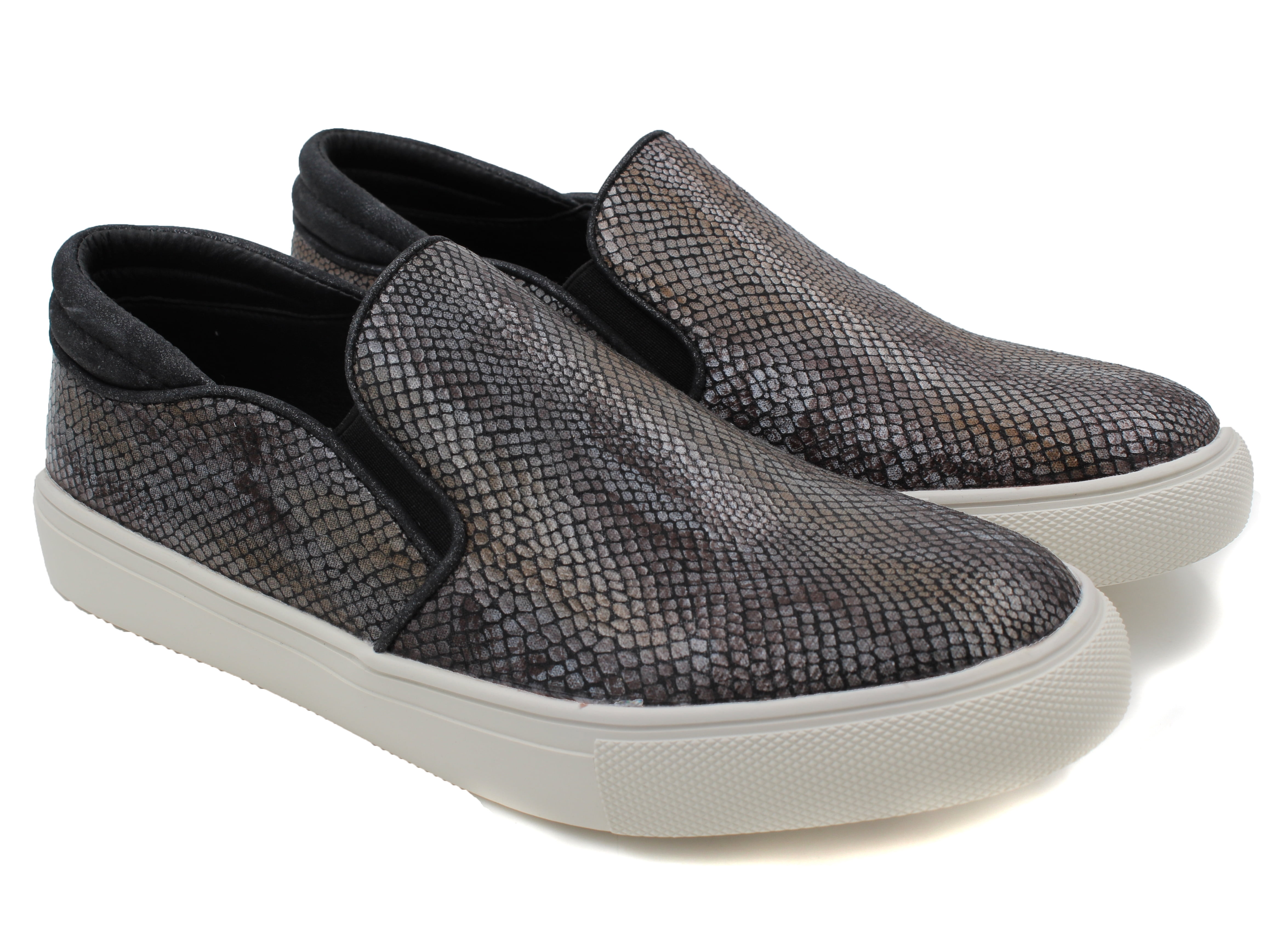 Corkys Womens Selena Snake Print Slip-On Fashion Sneakers (Black Snake ...