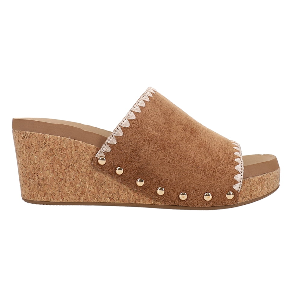Corkys Womens Stitch N Slide Studded Embroidered Wedge Casual Shoes ...