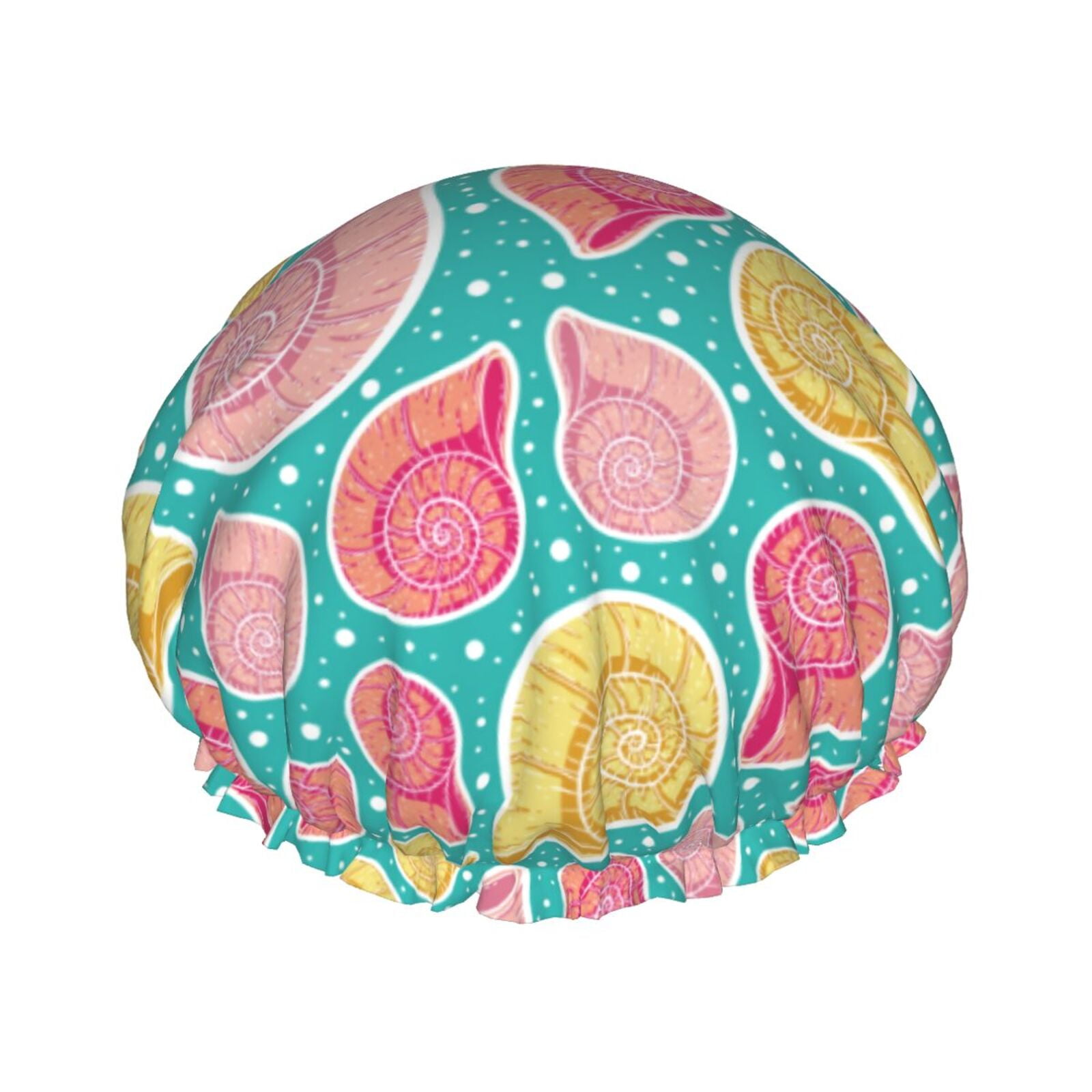 Corloful Seashells Shower Cap, Double Layers Shower Cap Rreusable ...