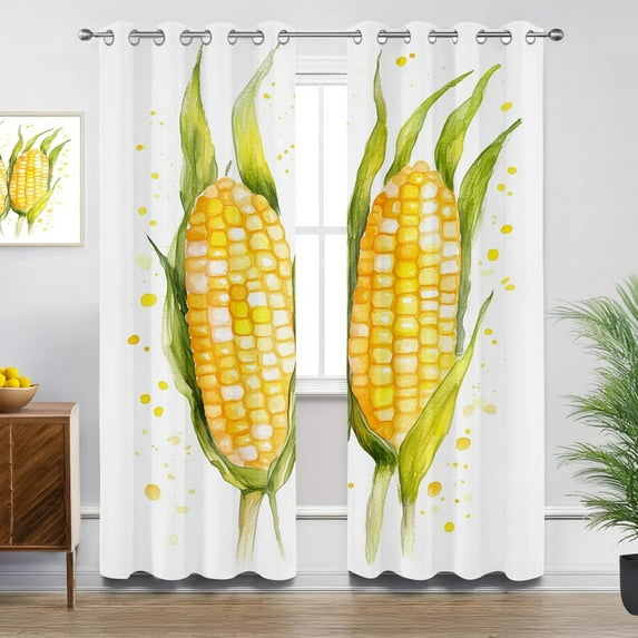 Corn Blackout Curtains For Bedroom Living Room, Corn Vegetable Food ...
