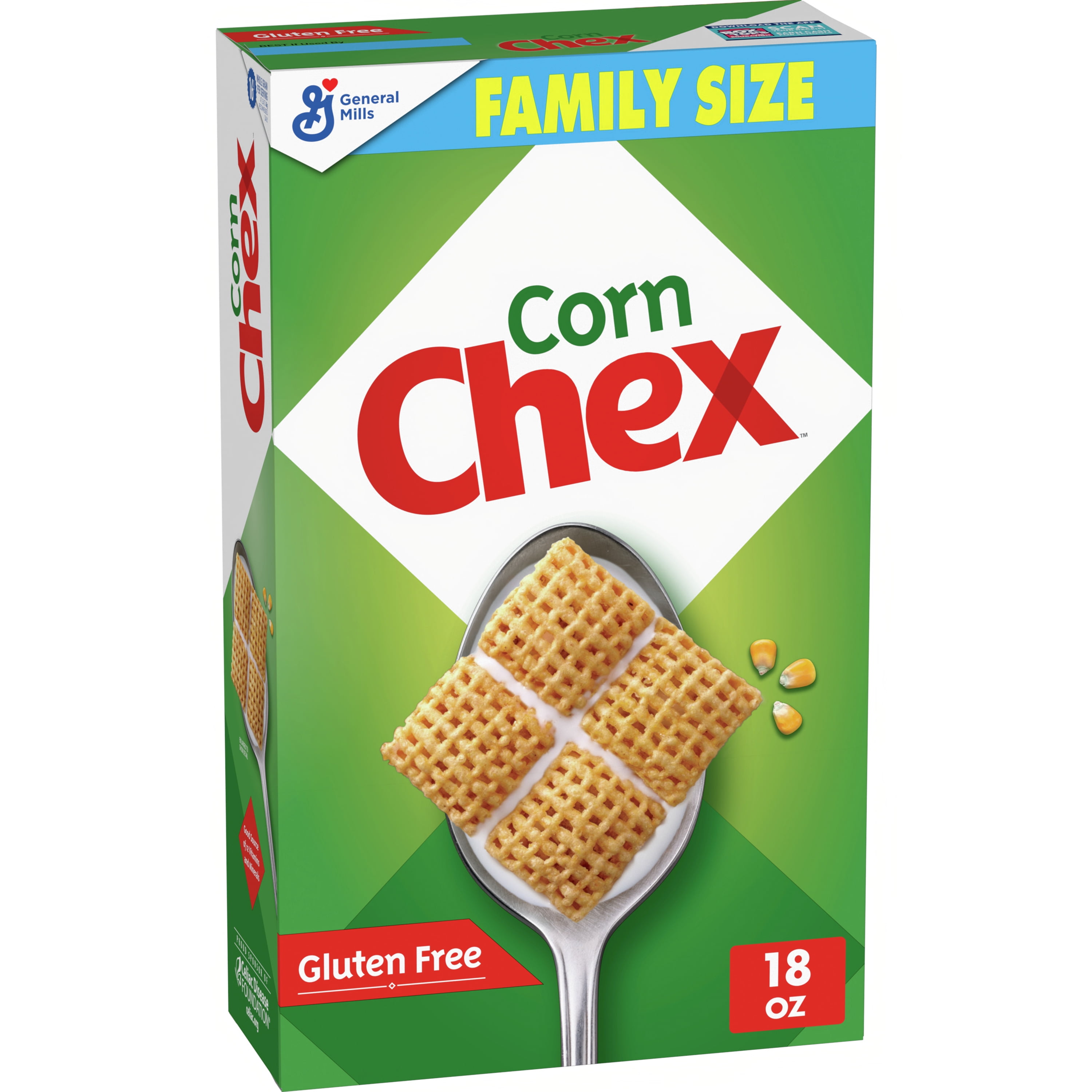Corn Chex Cereal, Gluten Free Breakfast Cereal, Made with Whole Grain ...
