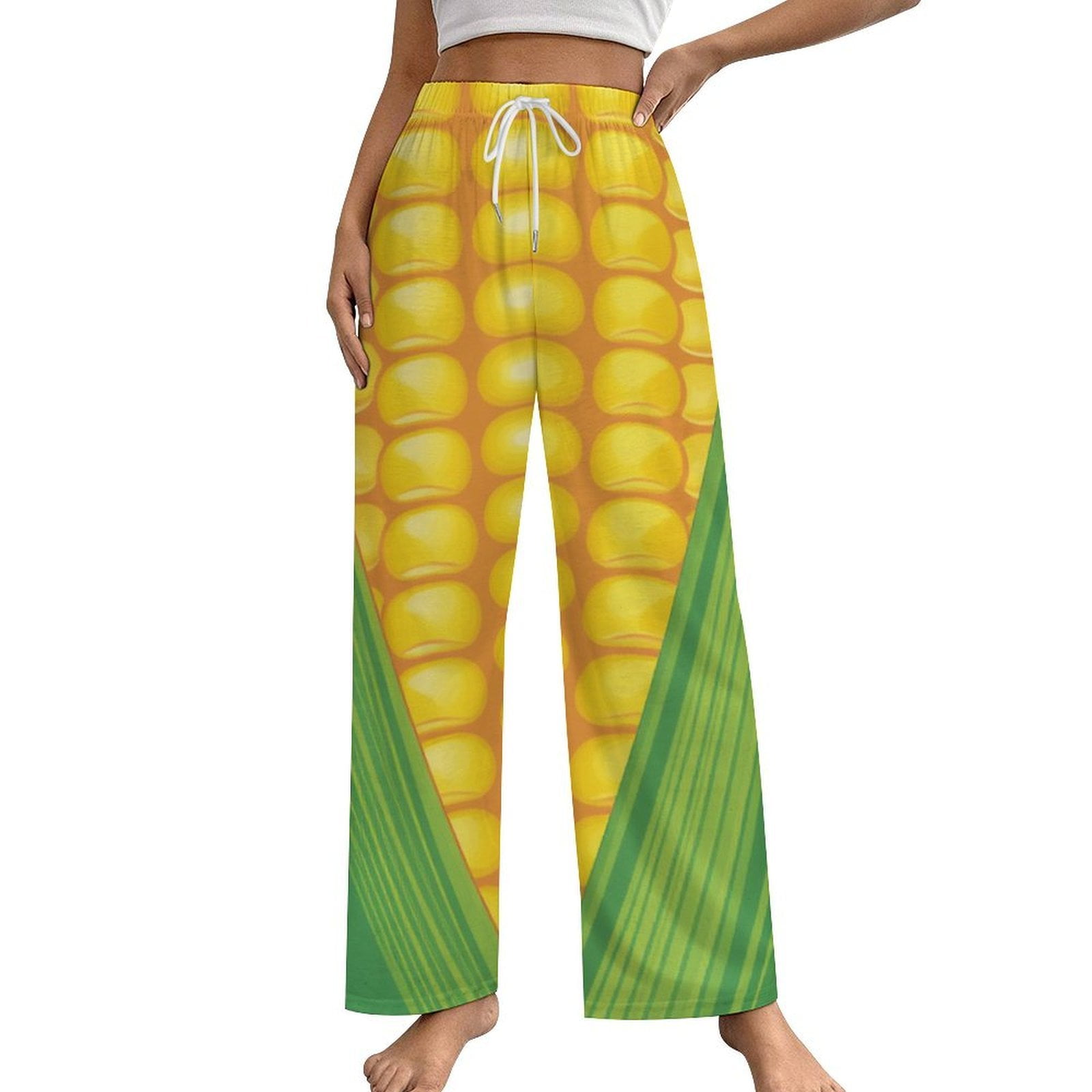 Corn Cob Print (2)-2 Pajama Pants Loose Pajamas Female Breathable Home ...