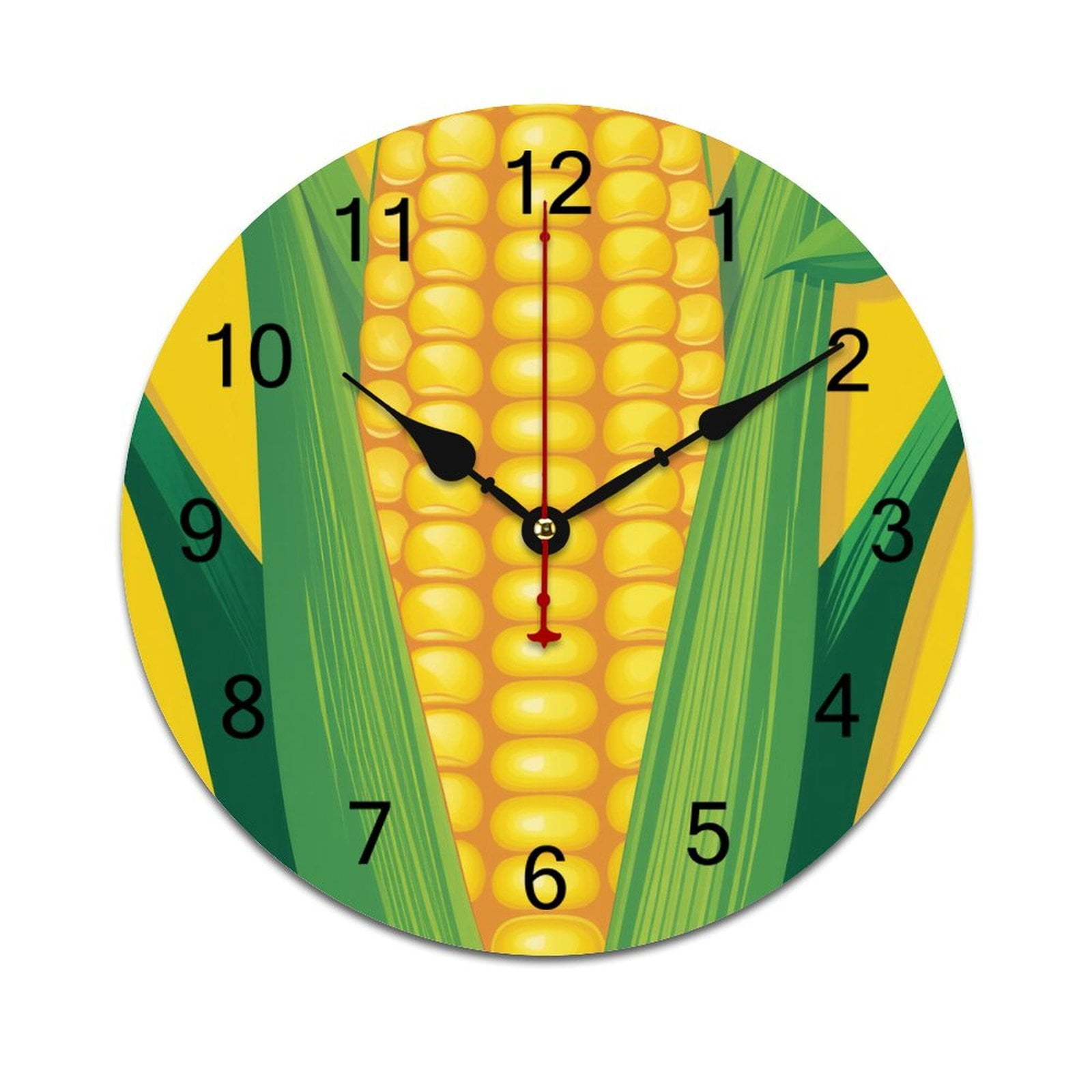 Corn Cob Print (2)-2 Printed Silent Wall Clock Round Kitchen Clock Chic ...