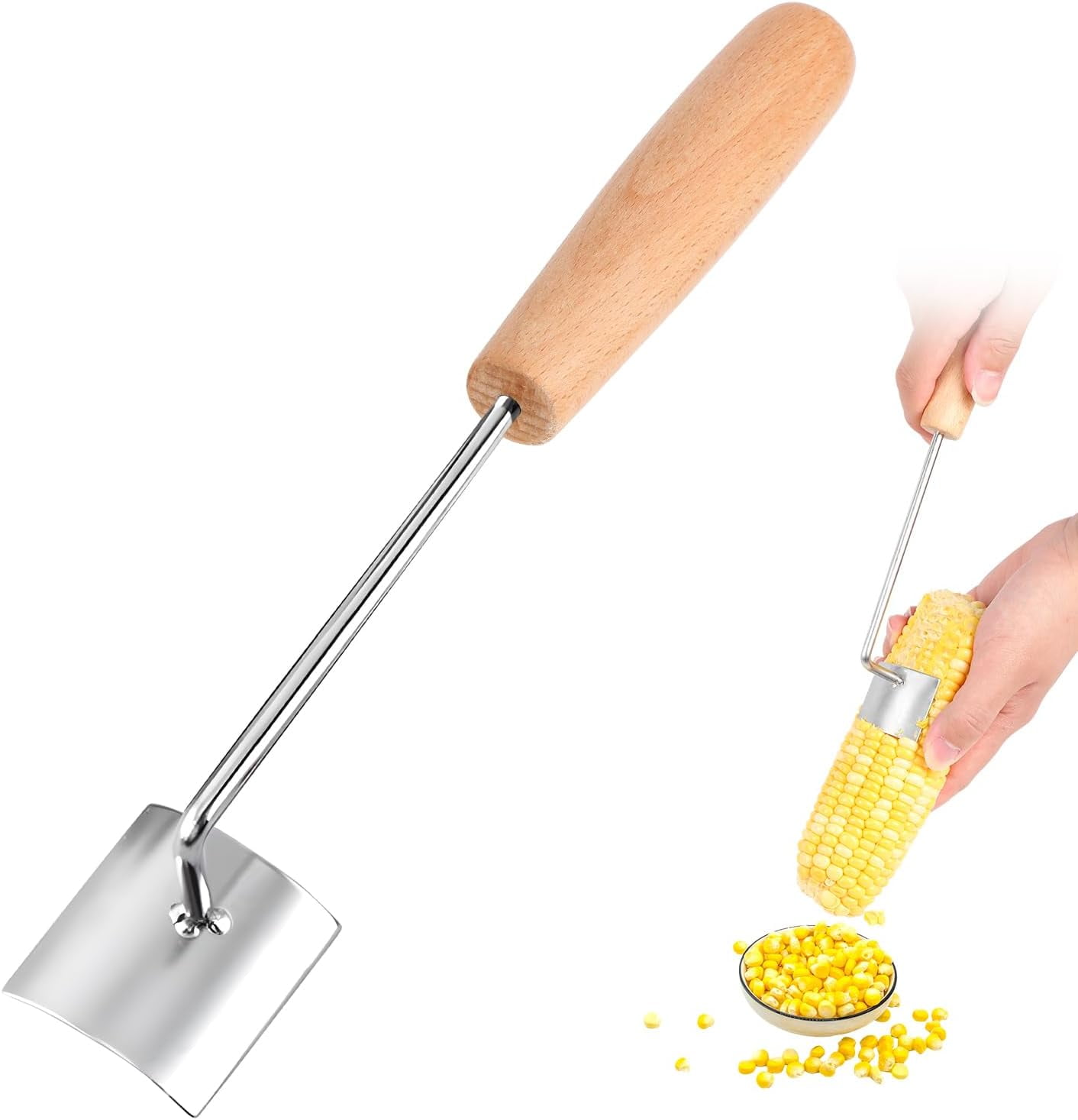 Corn Cob Stripper, 2025 Long Handle Stainless Steel Corn Stripping Tool ...