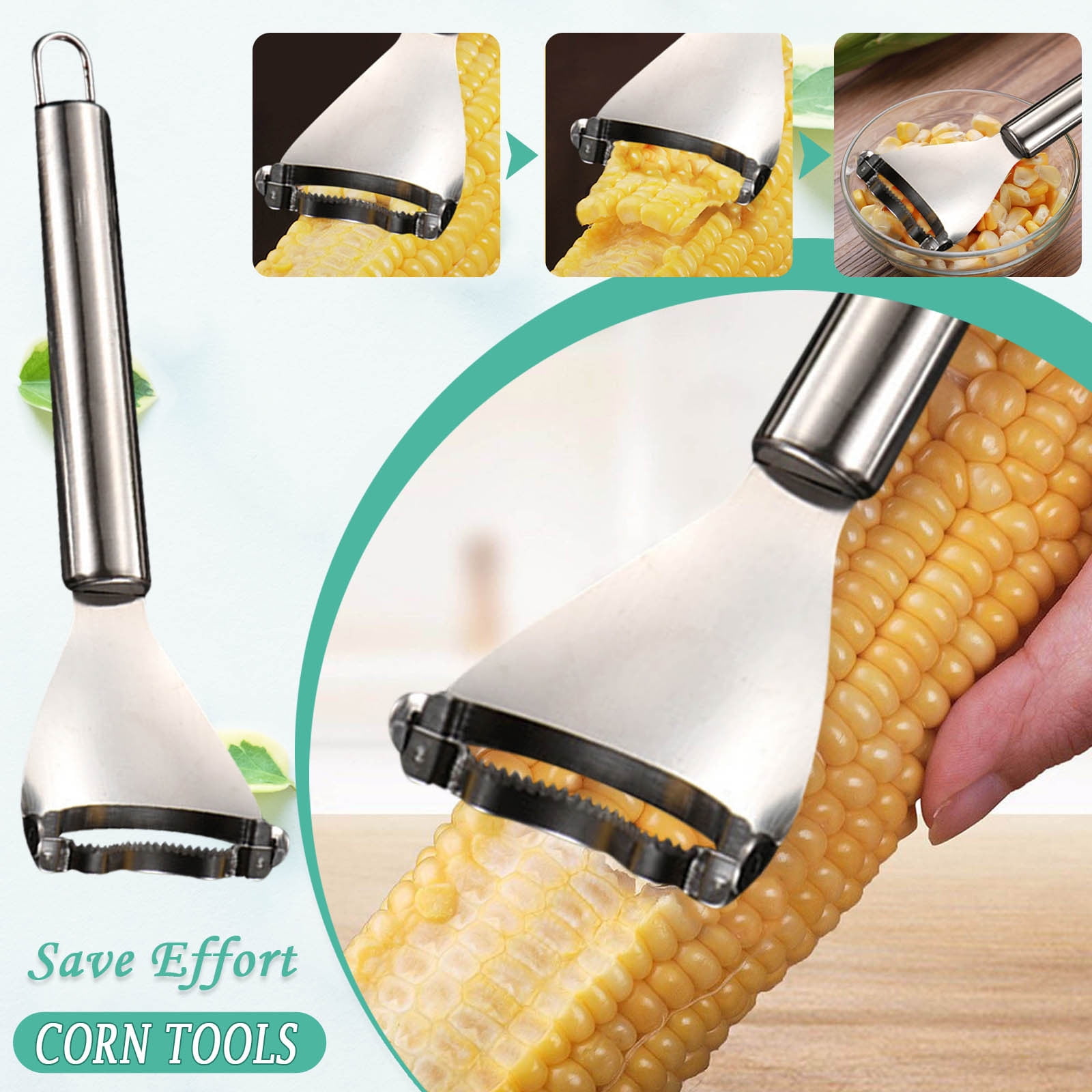 Corn Cob Stripper Peeler | Stainless Steel Corn Cutter | Serrated Blade for Kernels Removal ...
