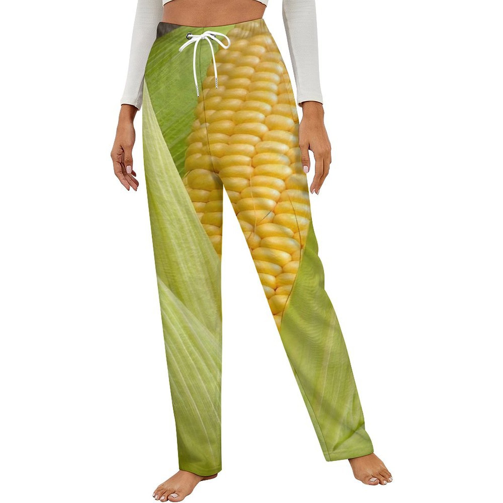 Corn Cob Winter Female Pants Flannel High Waist Women Pants Lady Warm ...