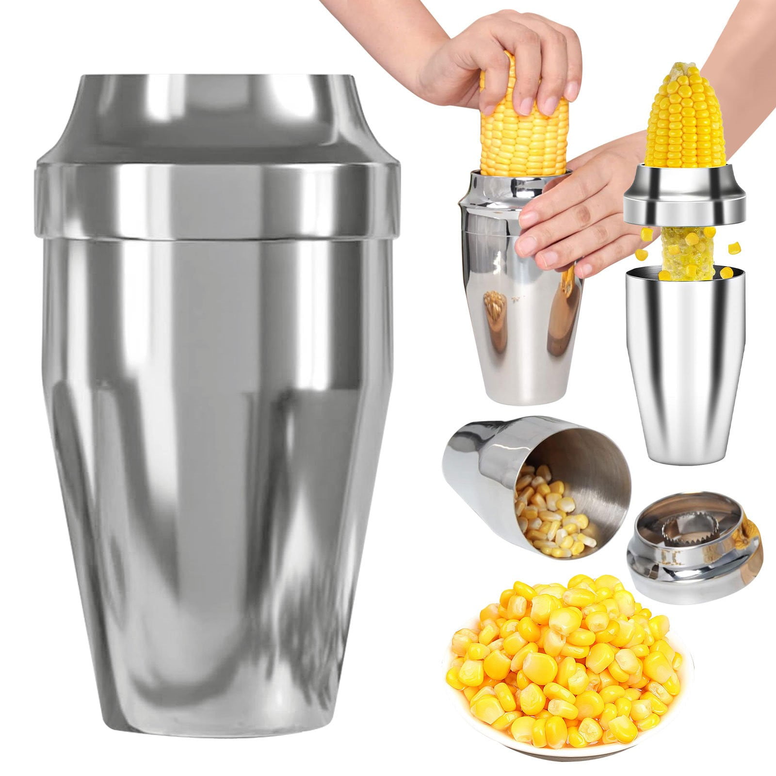 Corn Cutter, Corn Cobbler with Cup [Splash-Free, No Mess] 304 Stainless ...