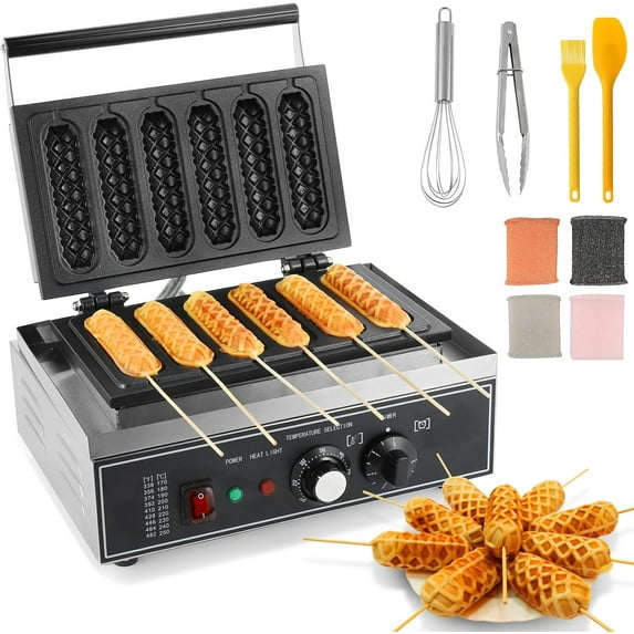 Corn Dog Maker - 1550W Commercial Waffle Stick Maker 6Pcs Non-stick ...