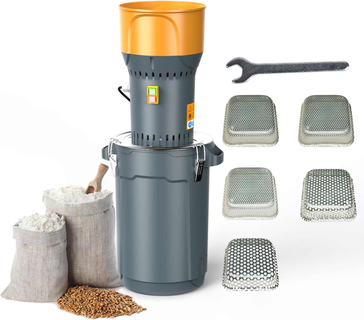 Corn Grinder Electric Mill, 15.8 Gallons Dry Grain Mill Grinder ...