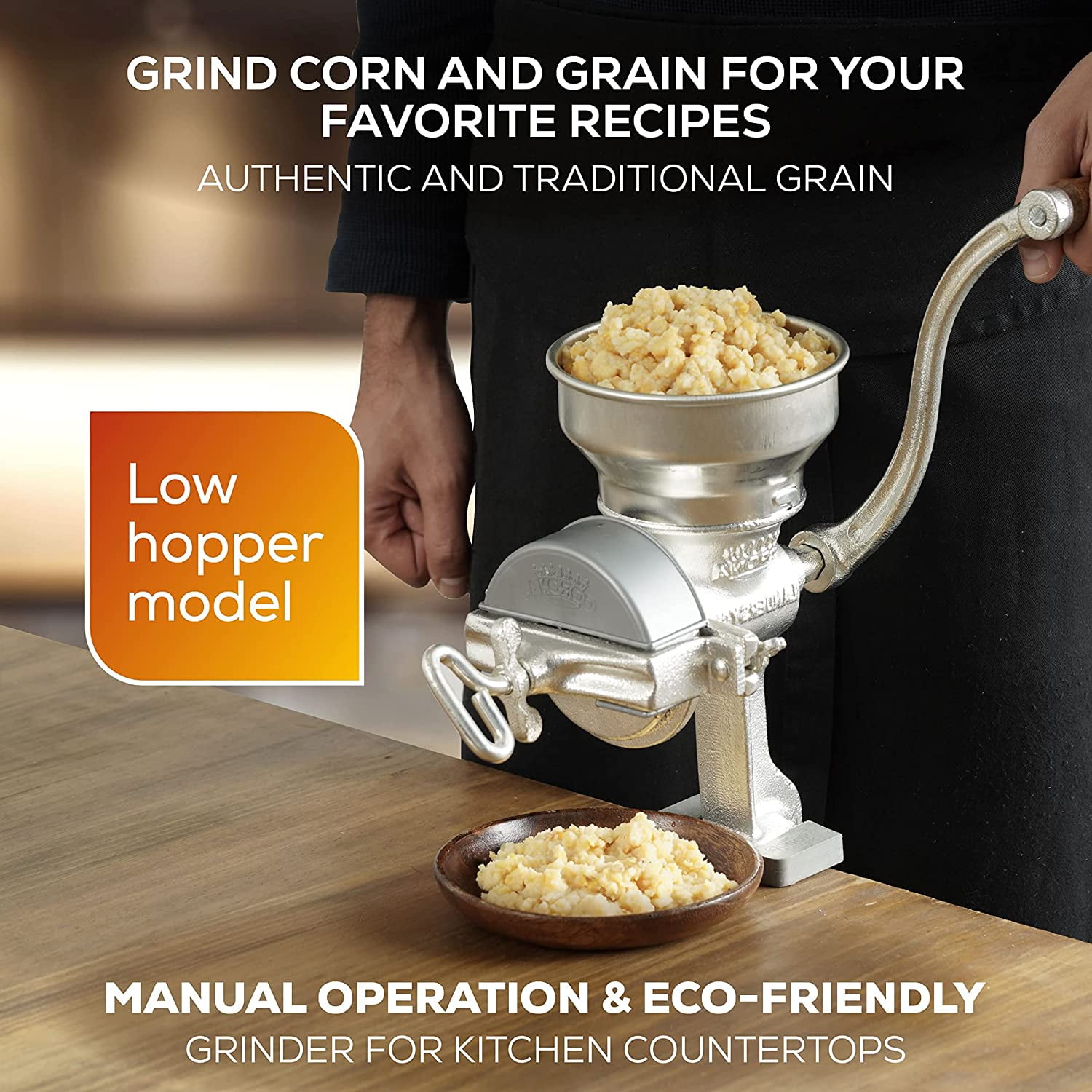 Corn Grinder with Low Hopper, Grain Mill, Manual Grinder For Corn, Rice ...