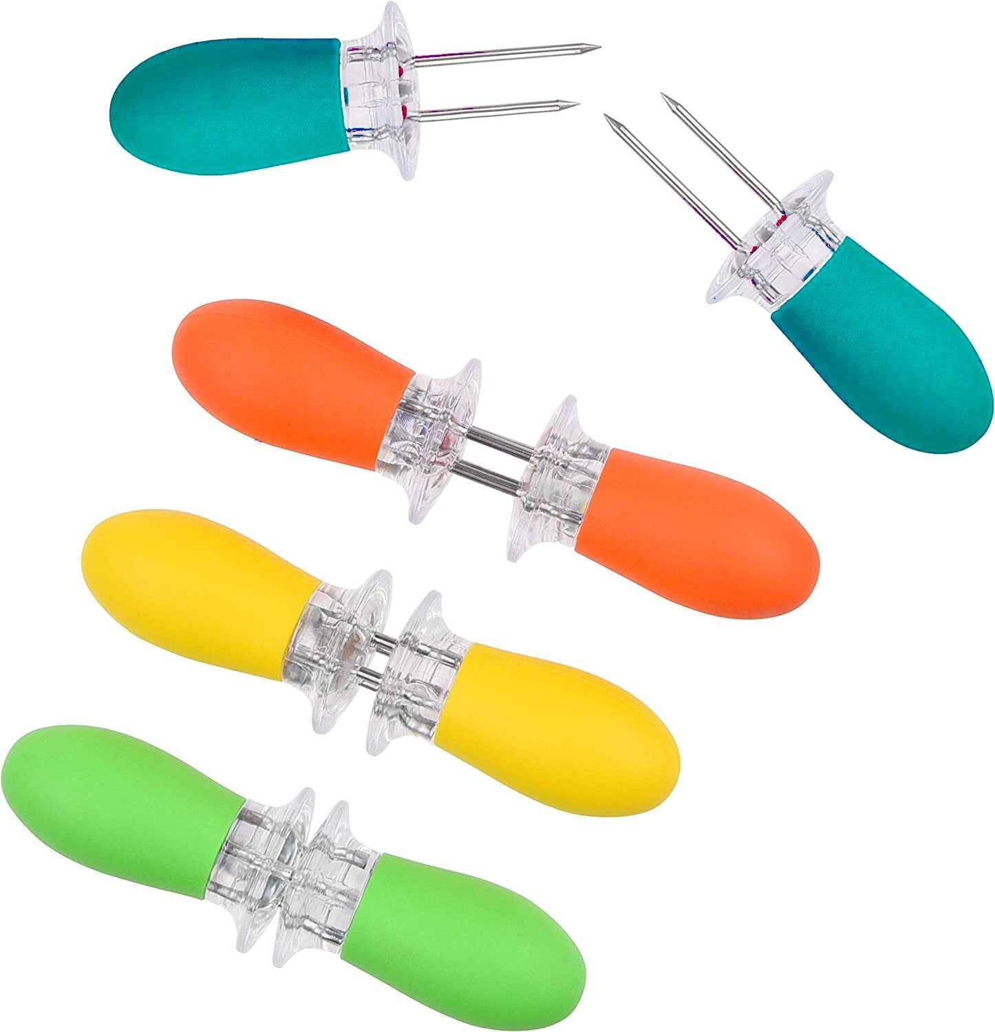 Corn Holders - 4 Pairs - Corn on the Cob Skewers - Large Handle Pin ...