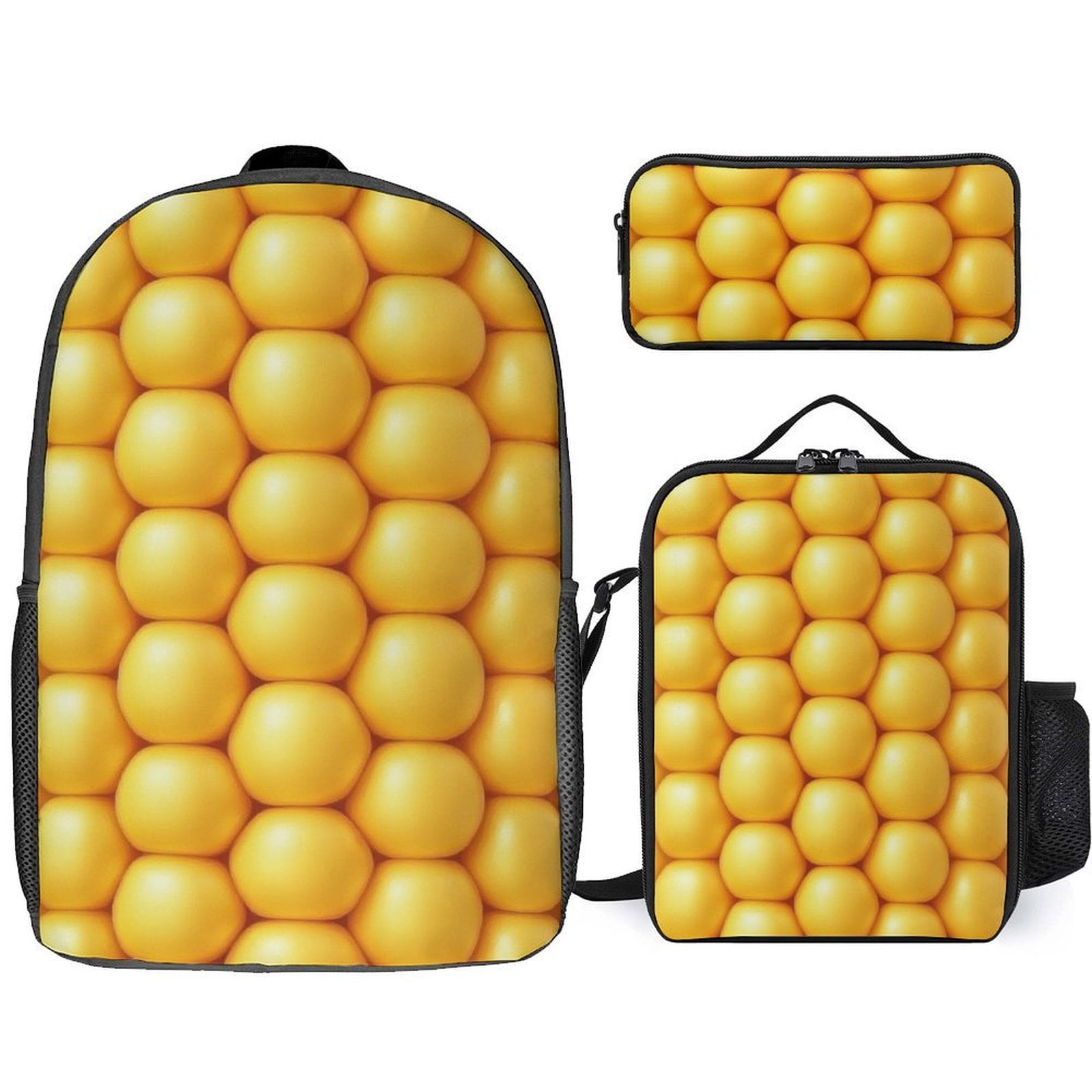 Corn Kernel Pattern 3D Printed 3pcs/Set Bags Laptop Daypack Backpack ...