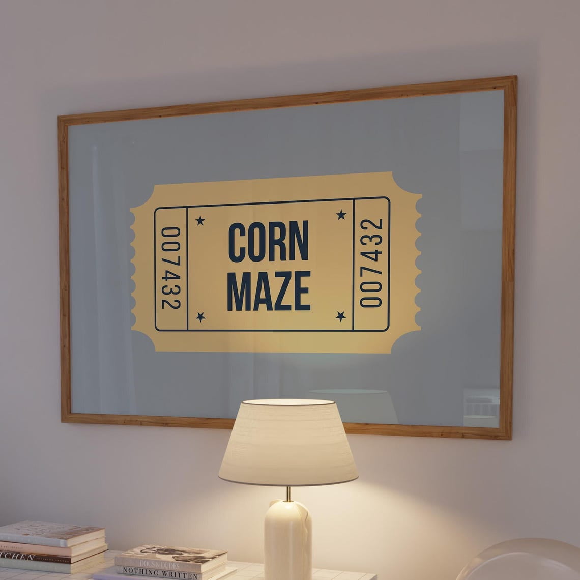Corn Maze Ticket Print Cute Autumn Wall Art Ticket Stub Print Fall ...