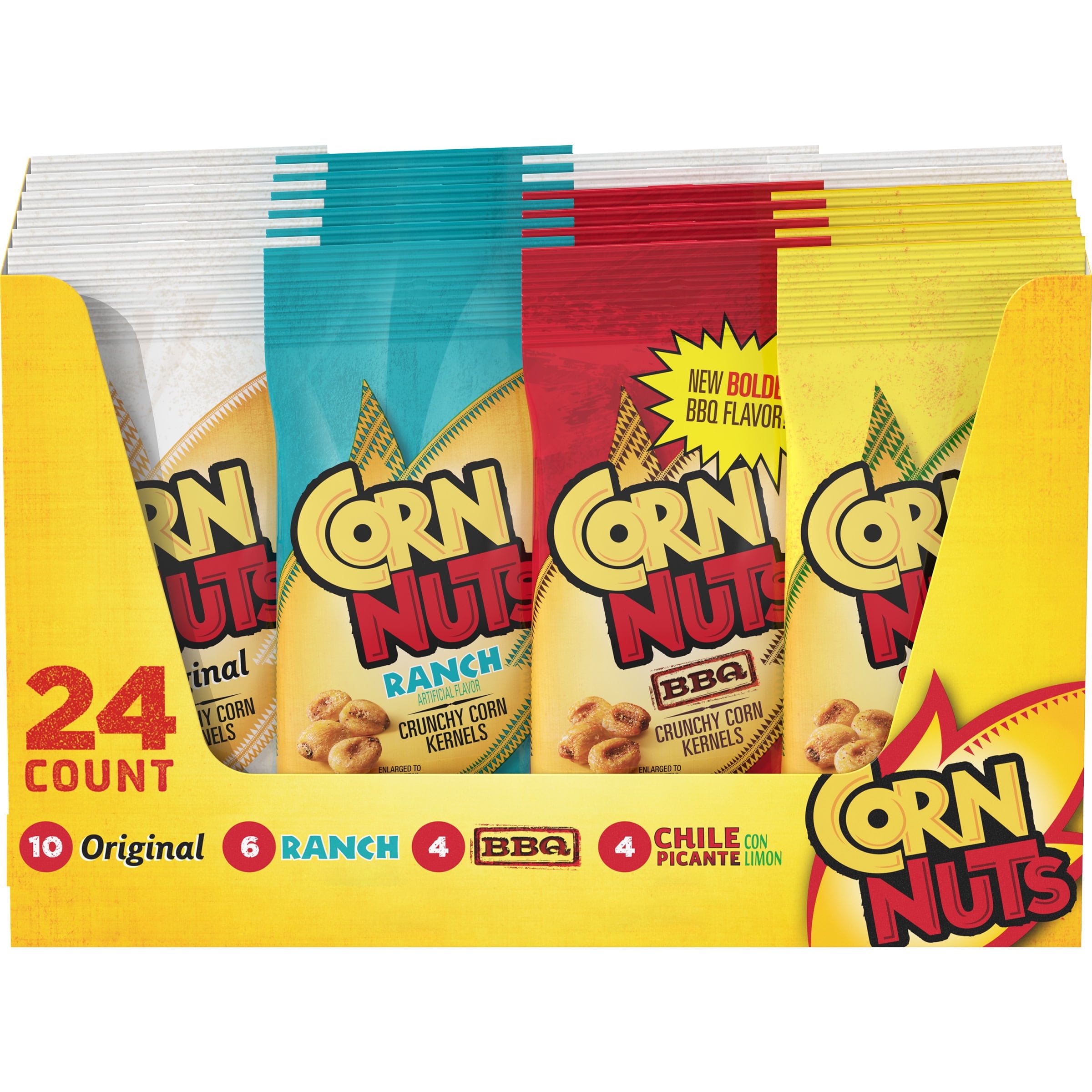 Corn Nuts Variety Pack, Ranch, BBQ, Chile Picante, Original Flavors, 24 ...