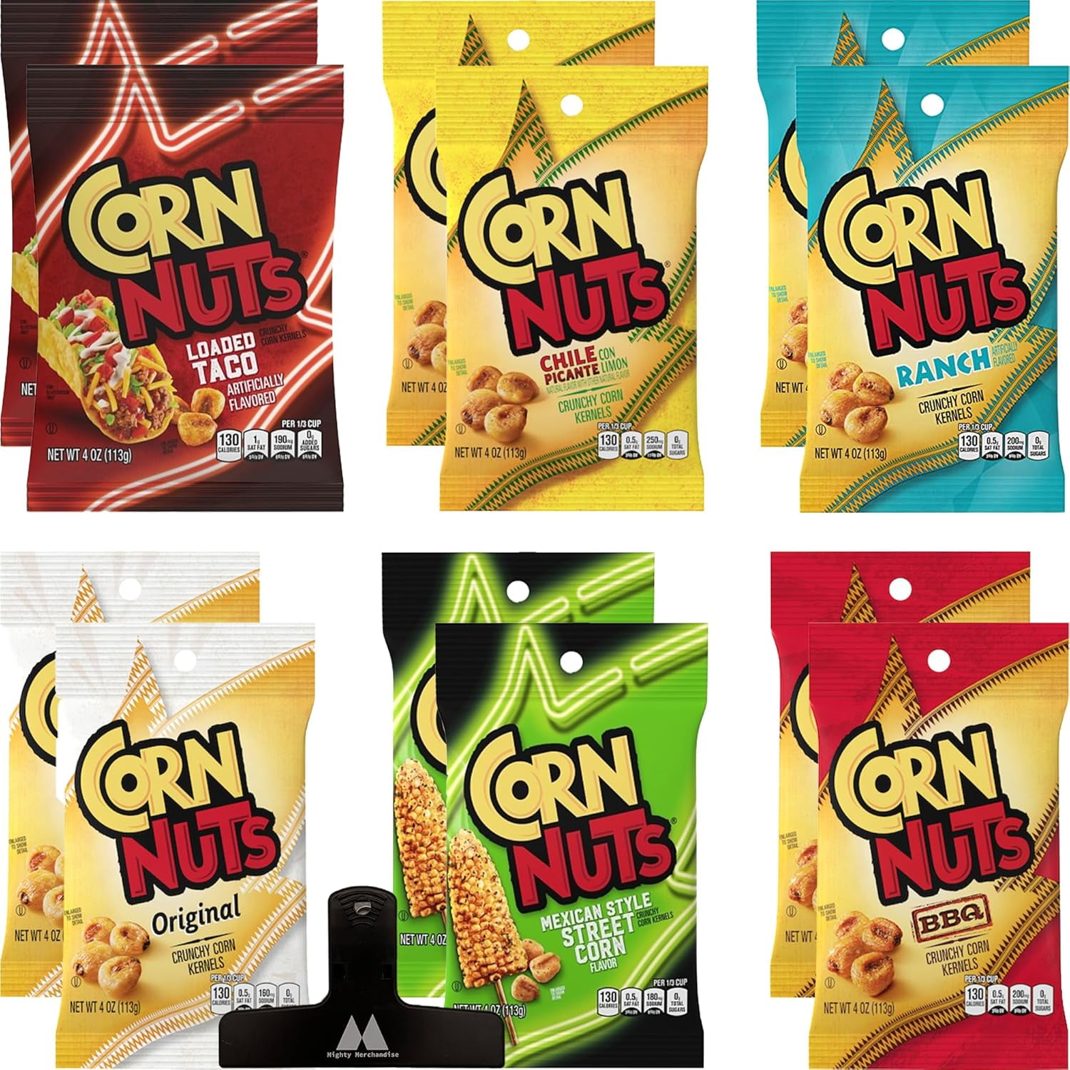 Corn Nuts Variety Pack - 4 oz Bags (Pack of 12) - Loaded Taco, Chile ...