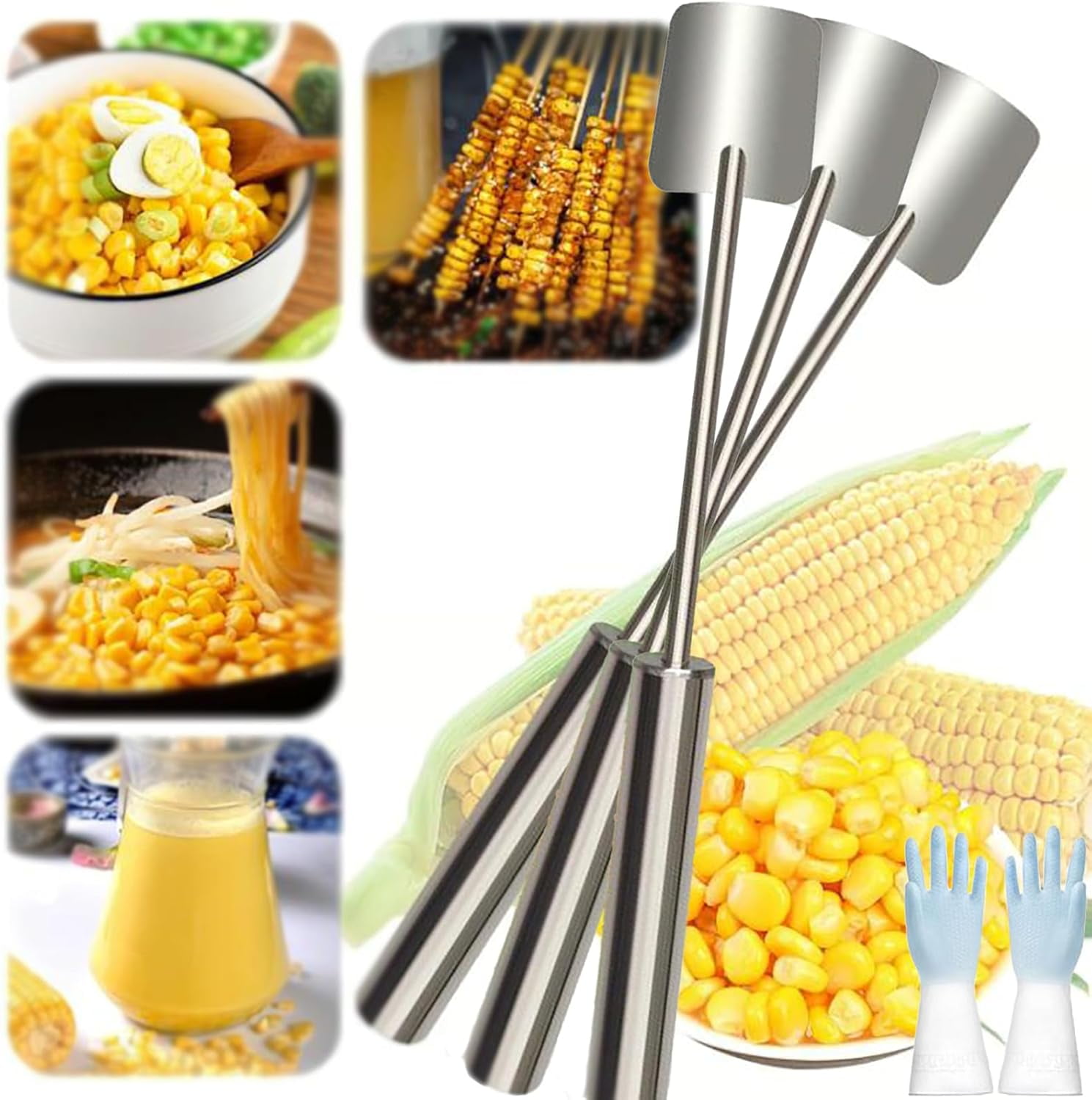 Corn Peeler, Long Handle Stainless Steel Corn Stripping Tool, Corns on ...