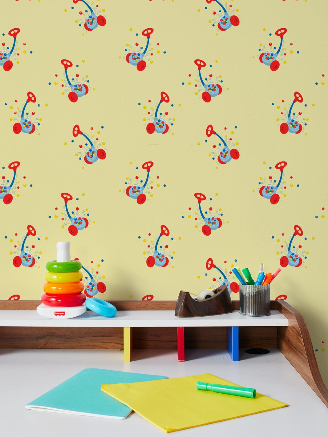 Corn Popper Removable Vinyl Wallpaper By Fisher-Price - Yellow ...
