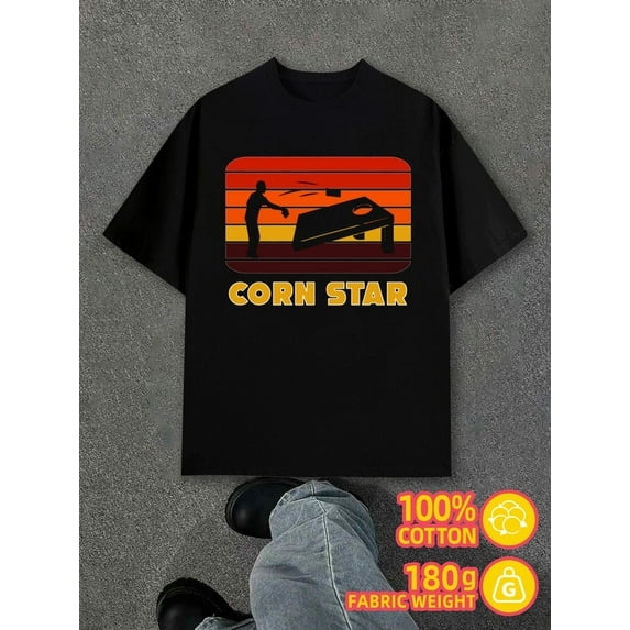 Corn Star Tee men's black 180G 100% Cotton t shirts For summer Fall ...