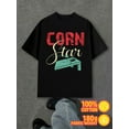 Corn Star Tee mens black 180G 100% Cotton perfect for summer outdoor ...