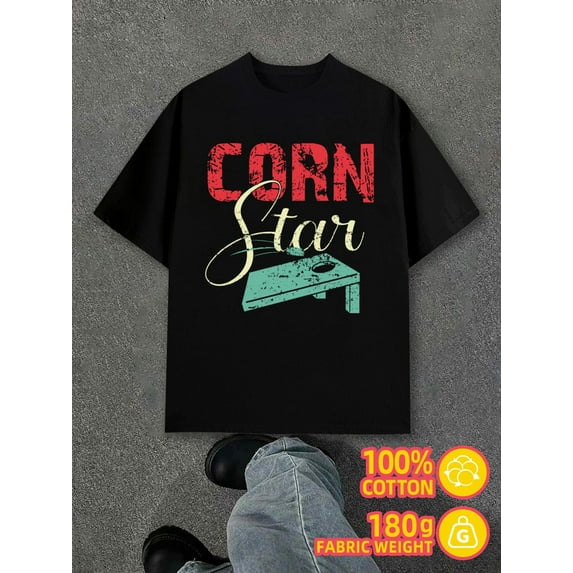 Corn Star Tee mens black 180G 100% Cotton perfect for summer outdoor ...