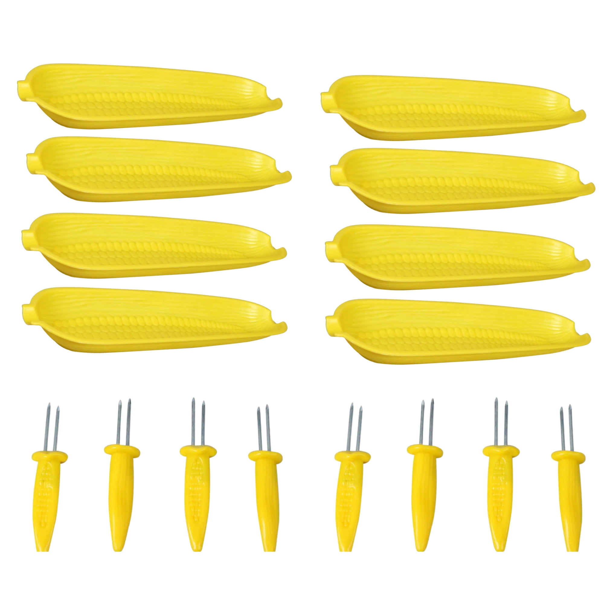 Corn Tray Kit, 8Pcs Corn on The Cob Dishes and 8Pcs Stainless Steel ...