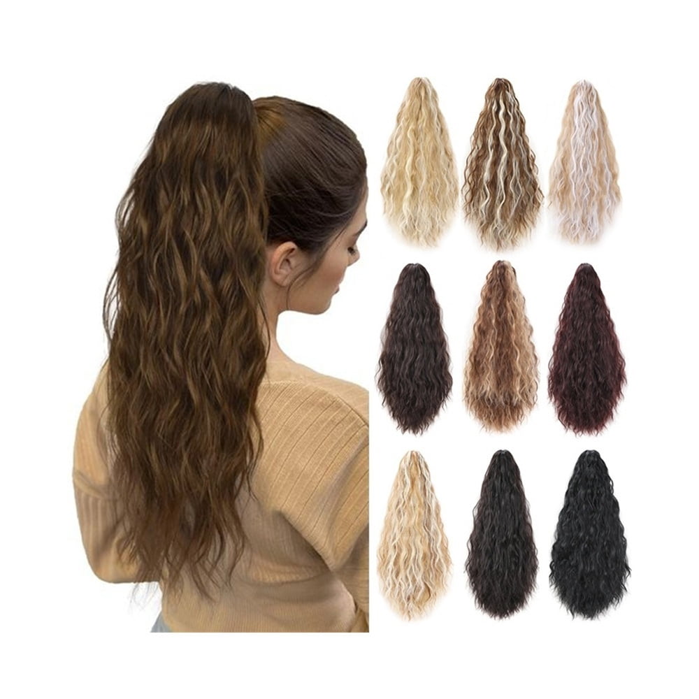 Corn Wavy Ponytail Extension 22 Inch Long Claw Clip Pony Tail Curly ...