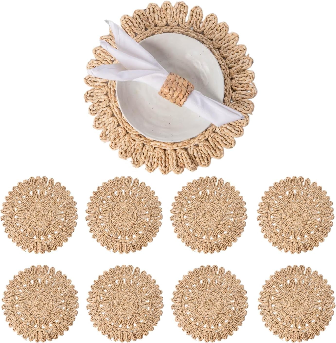 Corn shell placemat | Bohemian woven rattan table mat, suitable for ...
