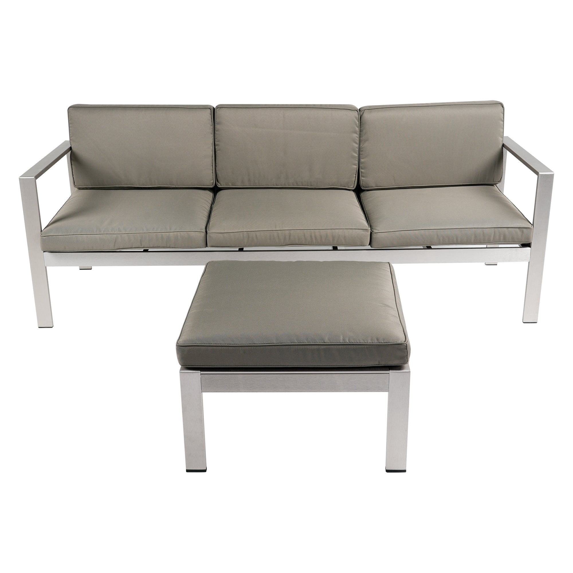 Cornar Patio Aluminum 3 Person Sofa Set - Khaki - Walmart.com