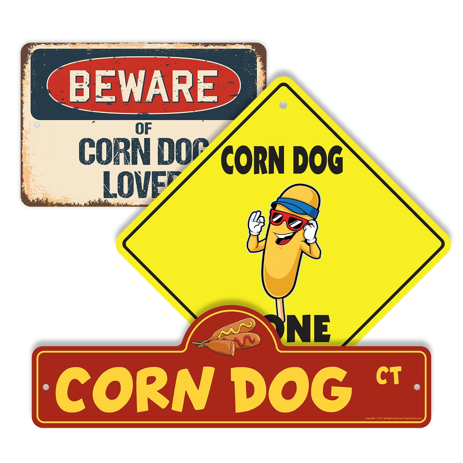 Corndog (3 Pack) Large Plastic Street Sign Crossing Sign Warning Sign ...