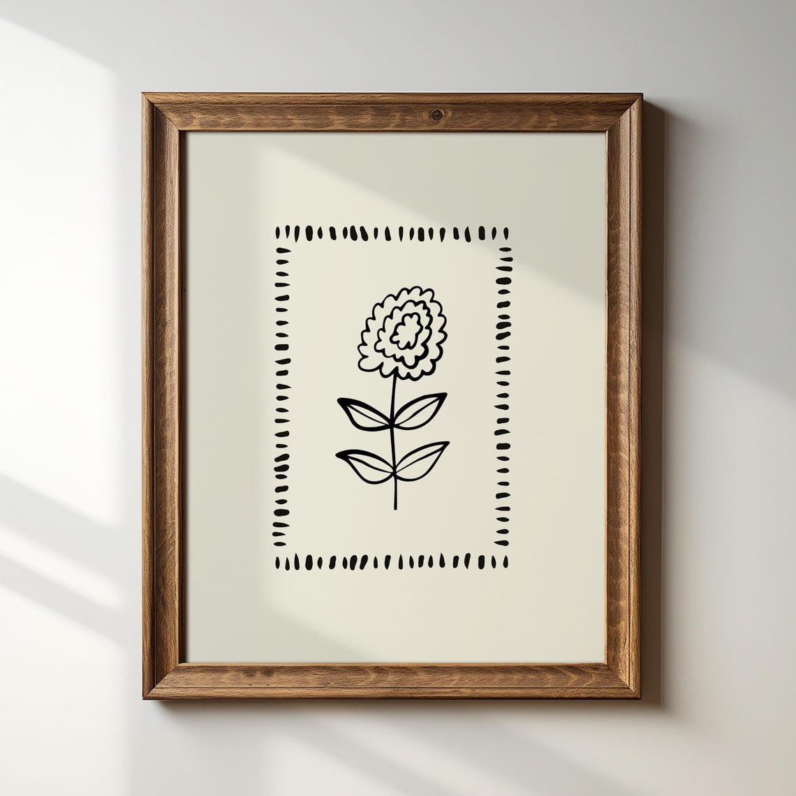 Cornelia Black Floral Doodle Line Illustration Print, Trendy Decor ...