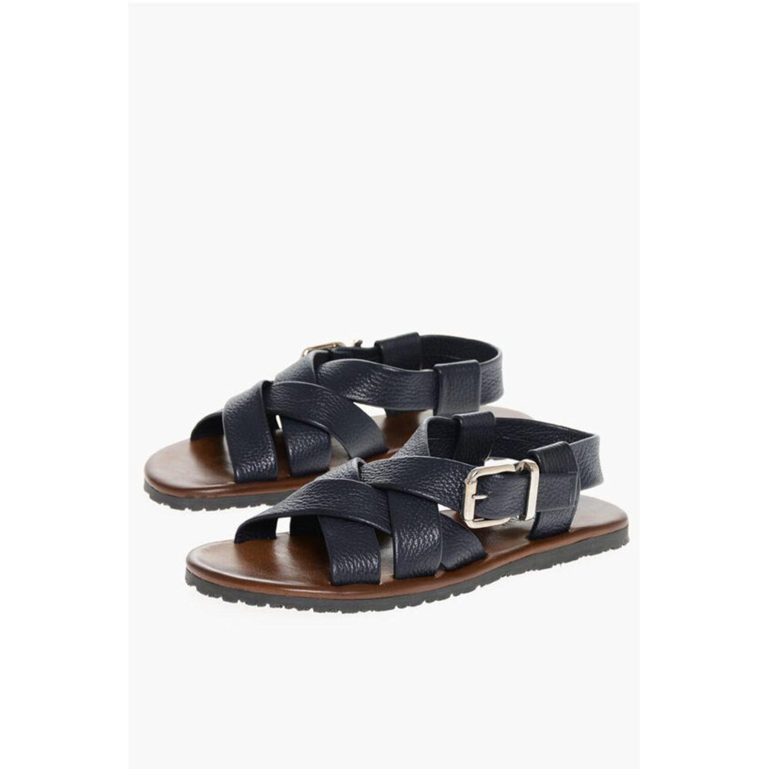 Corneliani Hammered Leather Criss-cross Sandals - Walmart.com